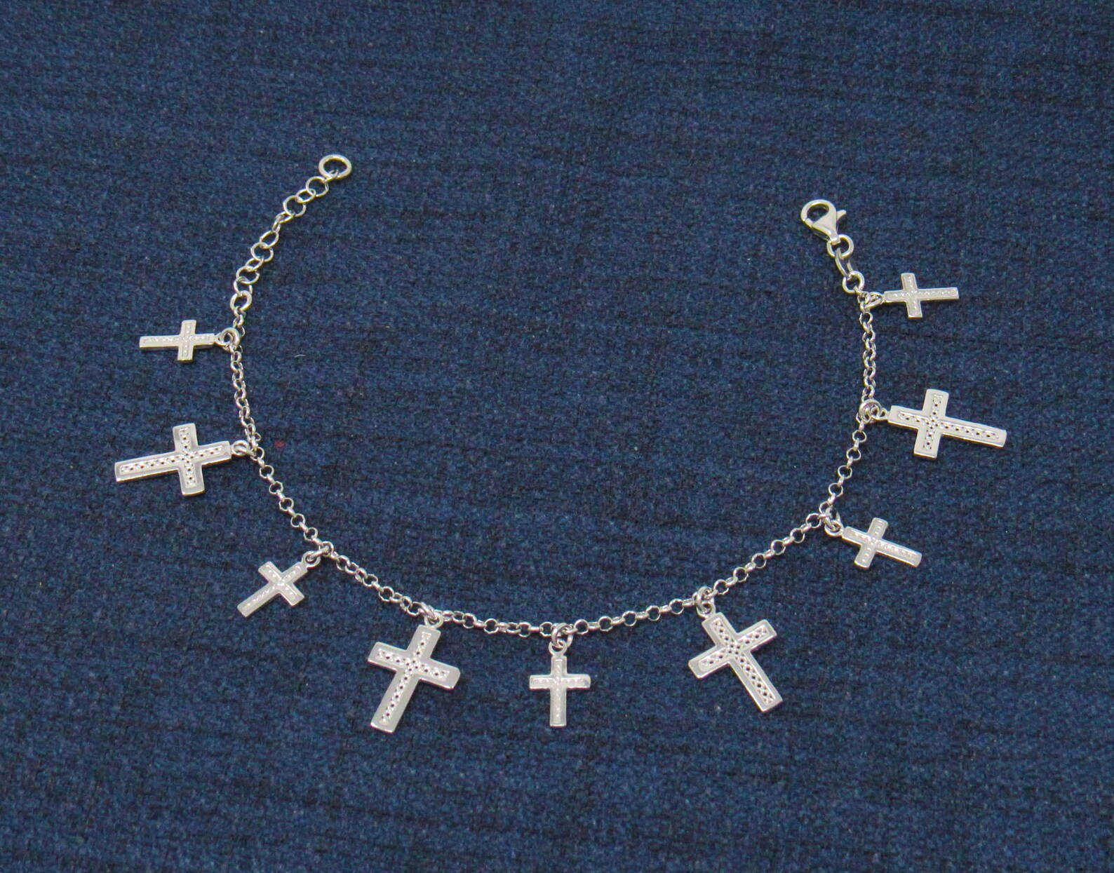 Multi Cross Bracelet, Sterling Silver Christian Charm Bracelet ...