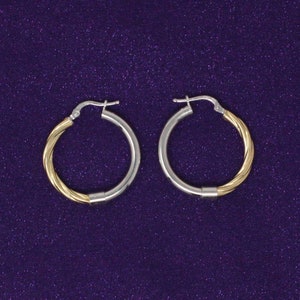 Two Tone Hoop Earrings, Sterling Silver Two Tone Hoop Earrings ...
