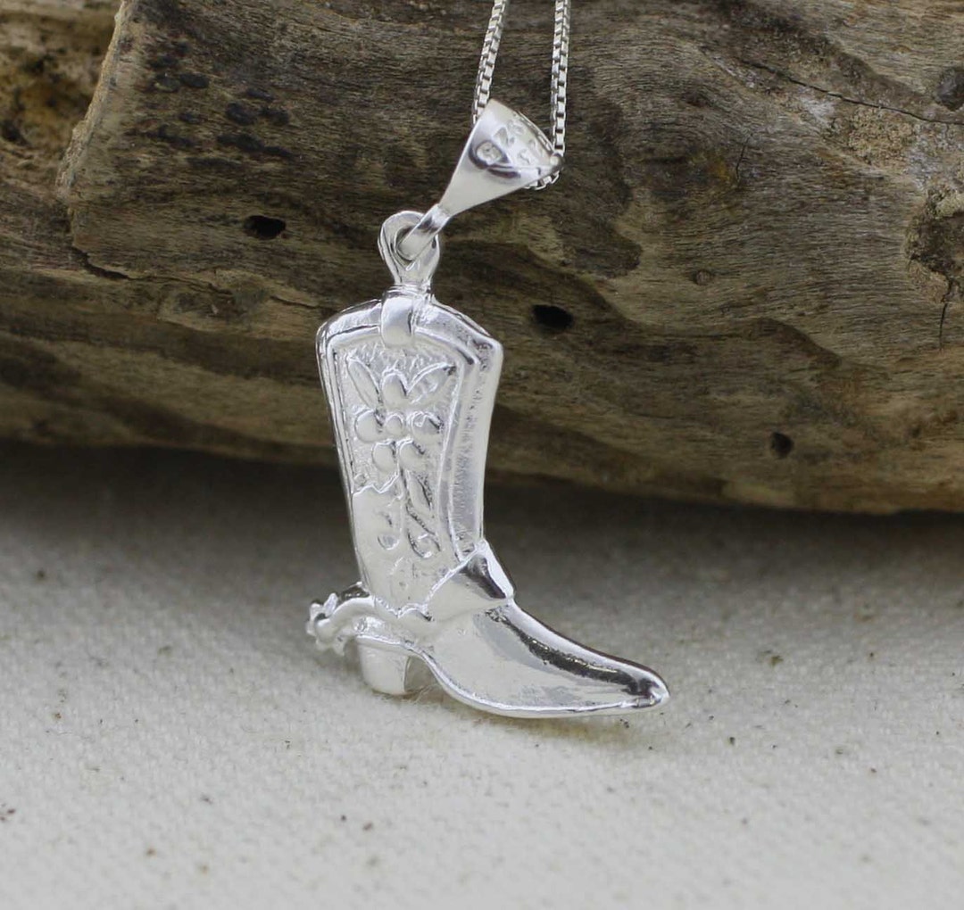Sterling Silver Boot Necklace, Cowboy Boot Necklace, Cowgirl Boot ...