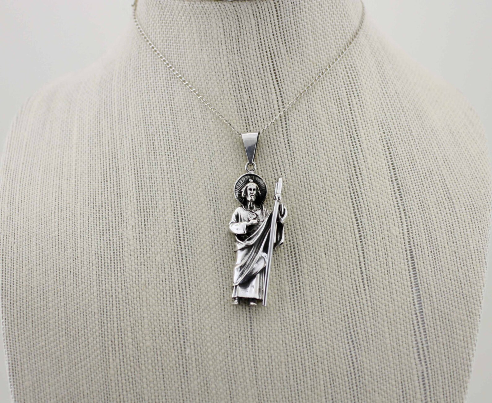 Sterling Silver St Jude Necklace Sterling Silver Extra Large - Etsy