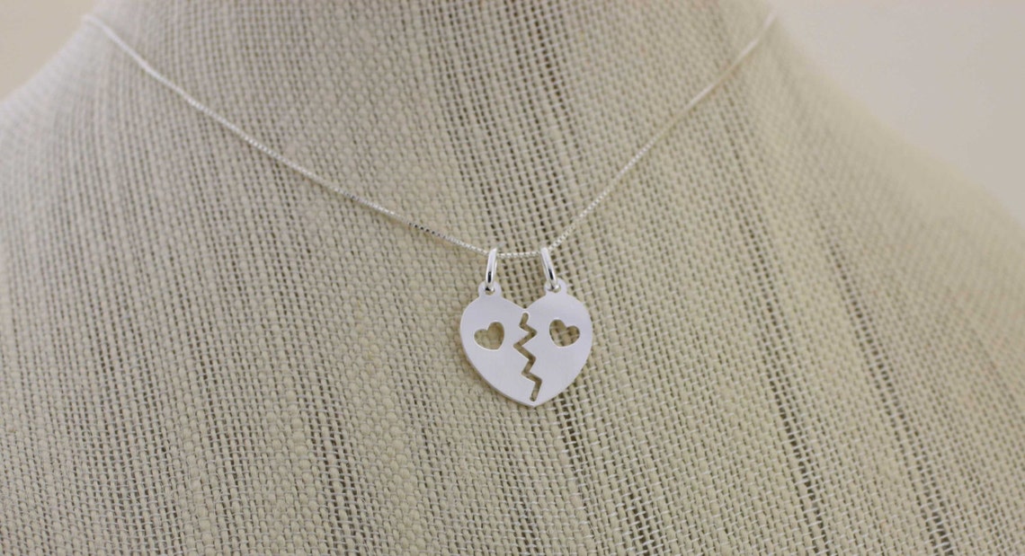 Breakaway Heart Necklace Sterling Silver Break Heart - Etsy