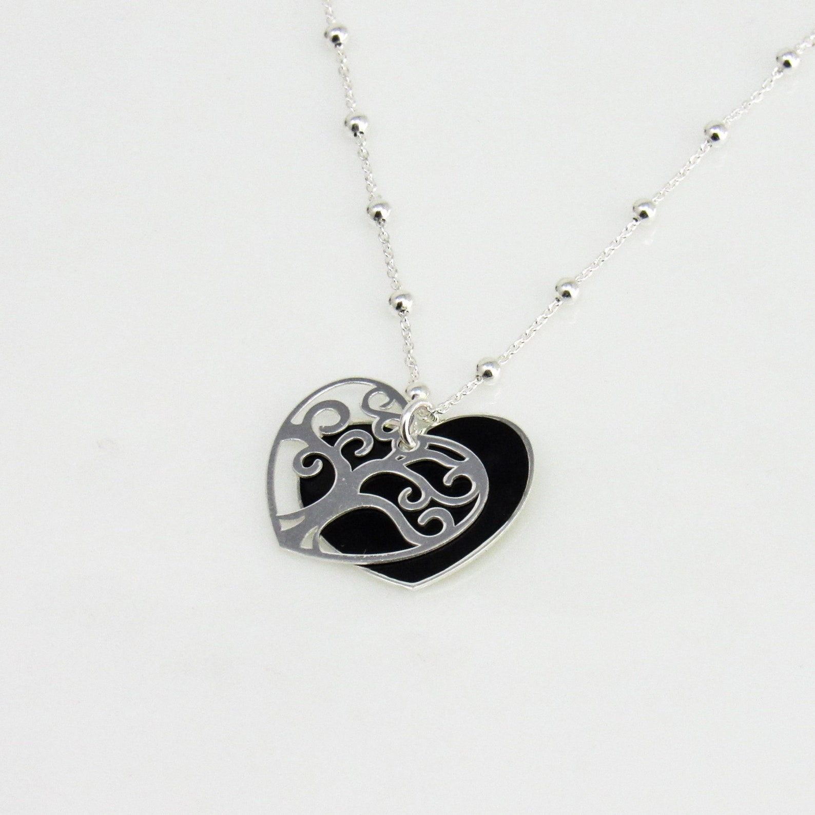 Sterling Silver Heart Necklace Silver Tree of Life Necklace | Etsy