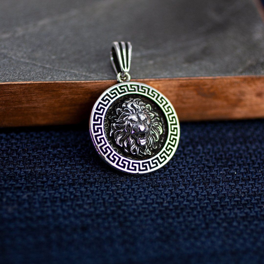 Sterling Silver Lion Head Necklace, Silver Lion Pendant, Silver ...