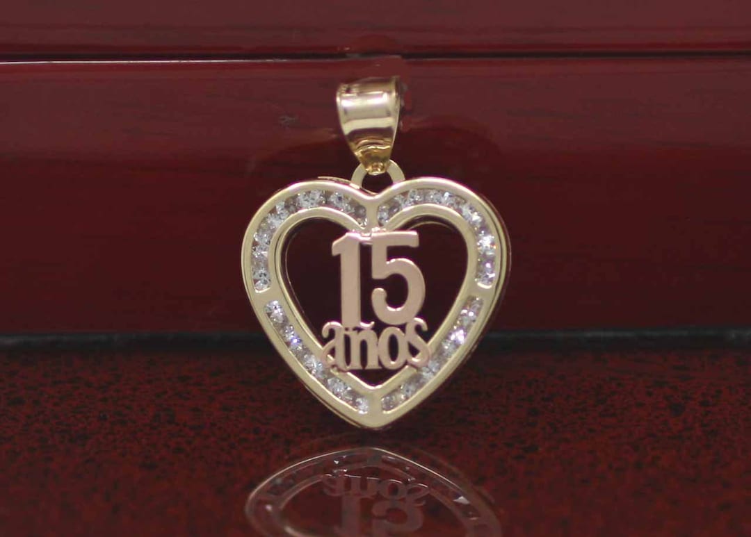 14k Gold Heart 15 Necklace, 14K Sweet Fifteen Necklace, 14K Gold Sweet ...