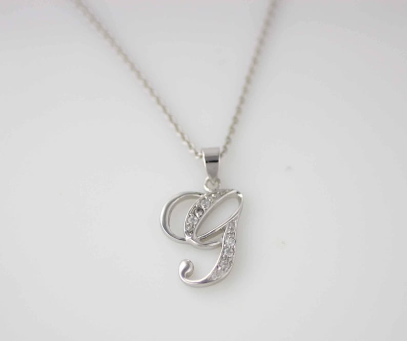 Letter G Necklace, Sterling Silver Initial Necklace, Silver Initial ...