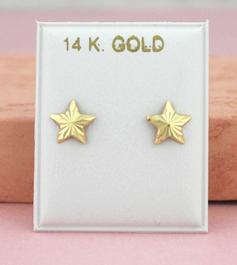 14K Gold Star Stud Earrings, Star Stud Earrings, 14k Star Stud Earring ...