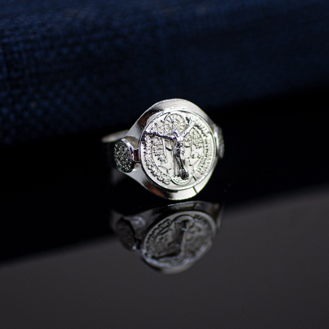 Sterling Silver Saint Benedict Christ Ring, Sterling Silver 925 San ...