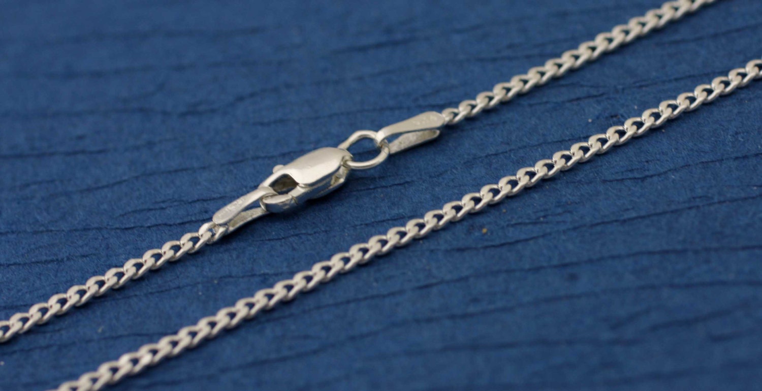 Sterling Silver Curb Chain Fine Necklace With Lobster Clasp, Solid 925 ...