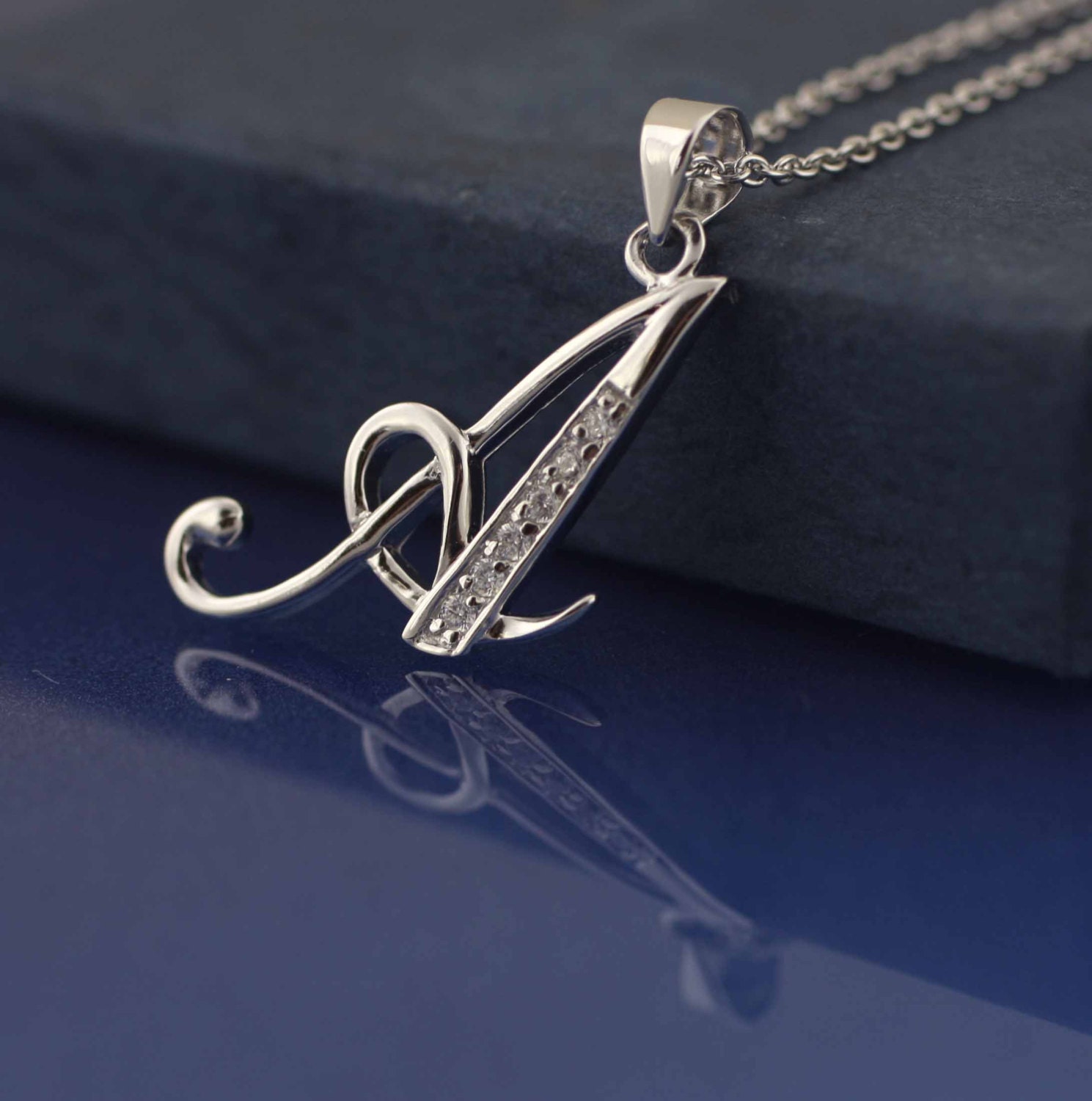 Initial Necklace Sterling Silver Initial Necklace Silver - Etsy