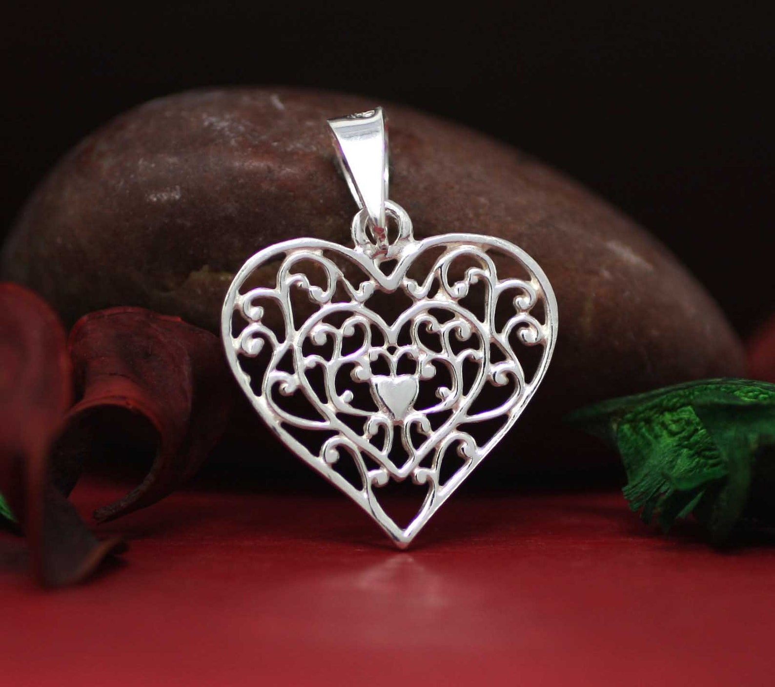 Silver Filigree Heart Necklace Double Heart Filigree | Etsy