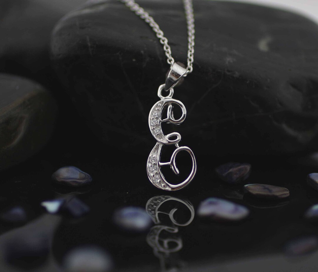 Letter E Necklace, Sterling Silver Initial Necklace, Silver Initial ...
