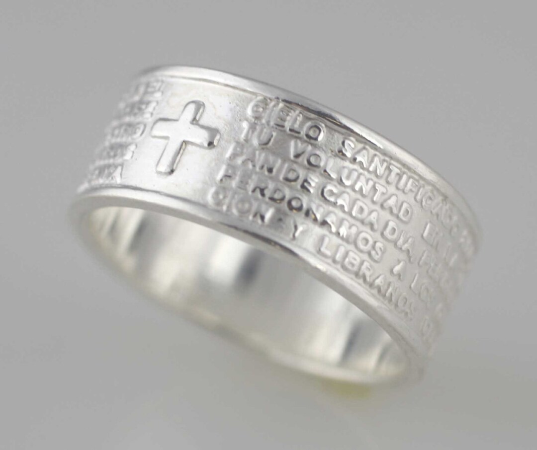 Sterling Silver Our Father Lord Prayer Ring (in Spanish), Silver Lord's ...