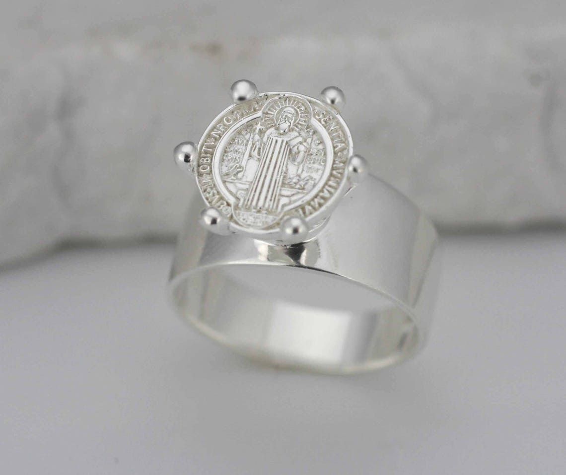 Sterling Silver Saint Benedict Ring, Sterling Silver 925 St. Benedict ...
