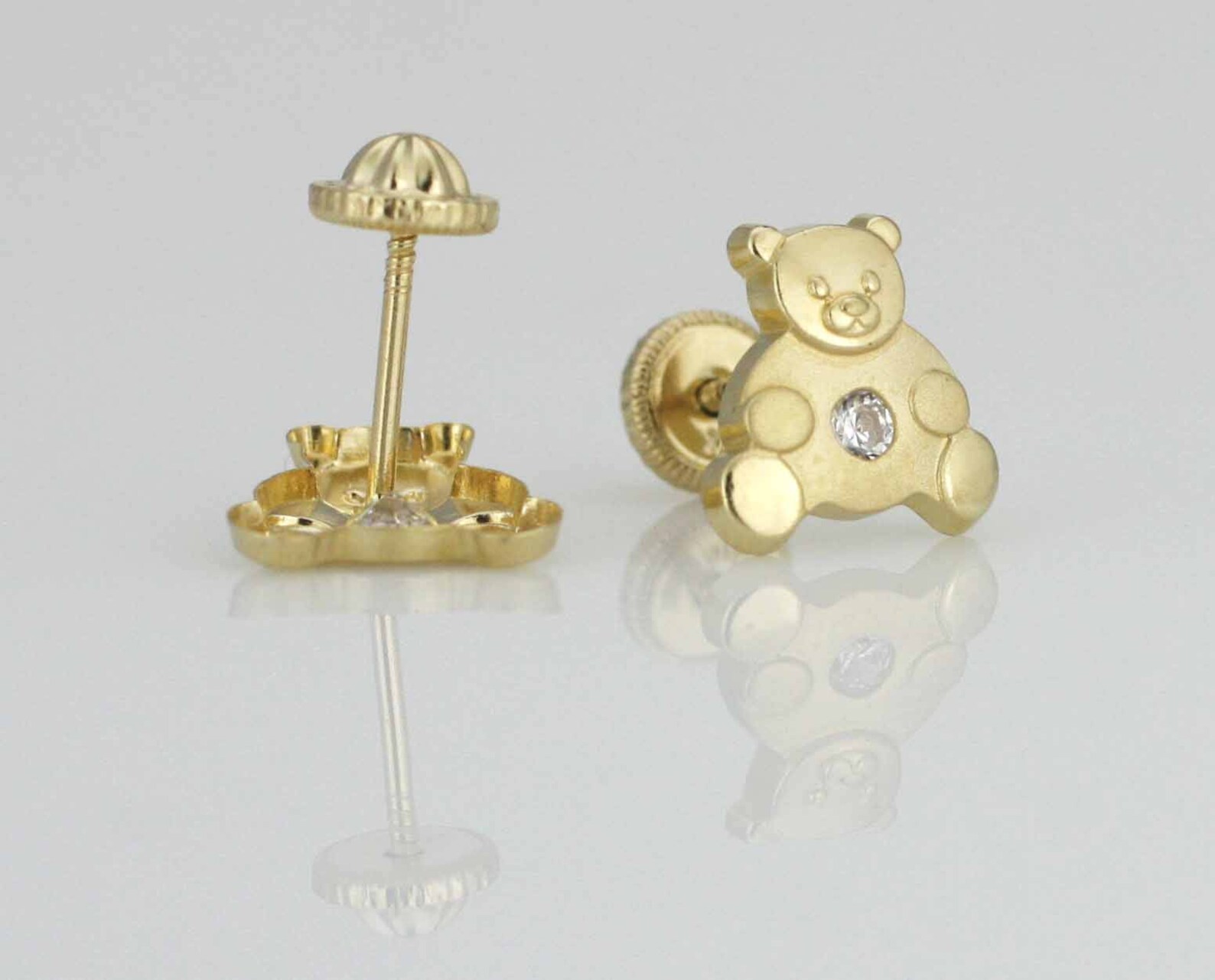 14K Gold Teddy Bear Stud Earrings 14K Teddy Bear Stud - Etsy