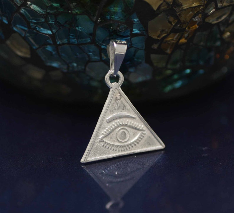 Sterling Silver Illuminati Pyramid Necklace Silver Eye | Etsy