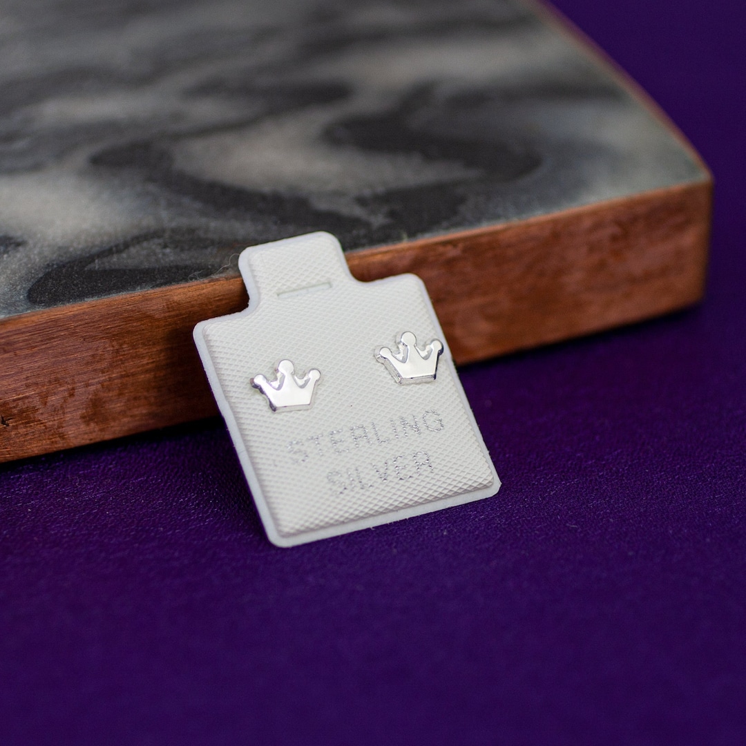 Sterling Crown Studs, Sterling Silver Crown Earrings Studs, Unisex ...