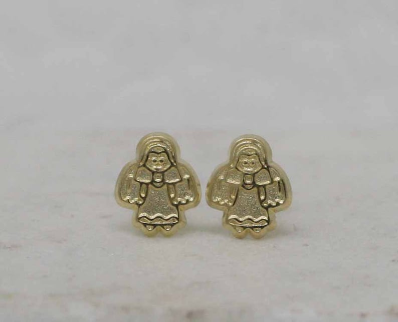 Gold 14k Angel Stud Earrings, Angel Stud Earring, Gold Angel Earring ...