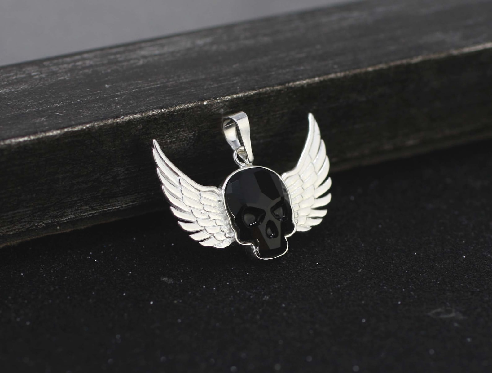 Sterling Silver Skull Necklace Black Skull Necklace Solid - Etsy