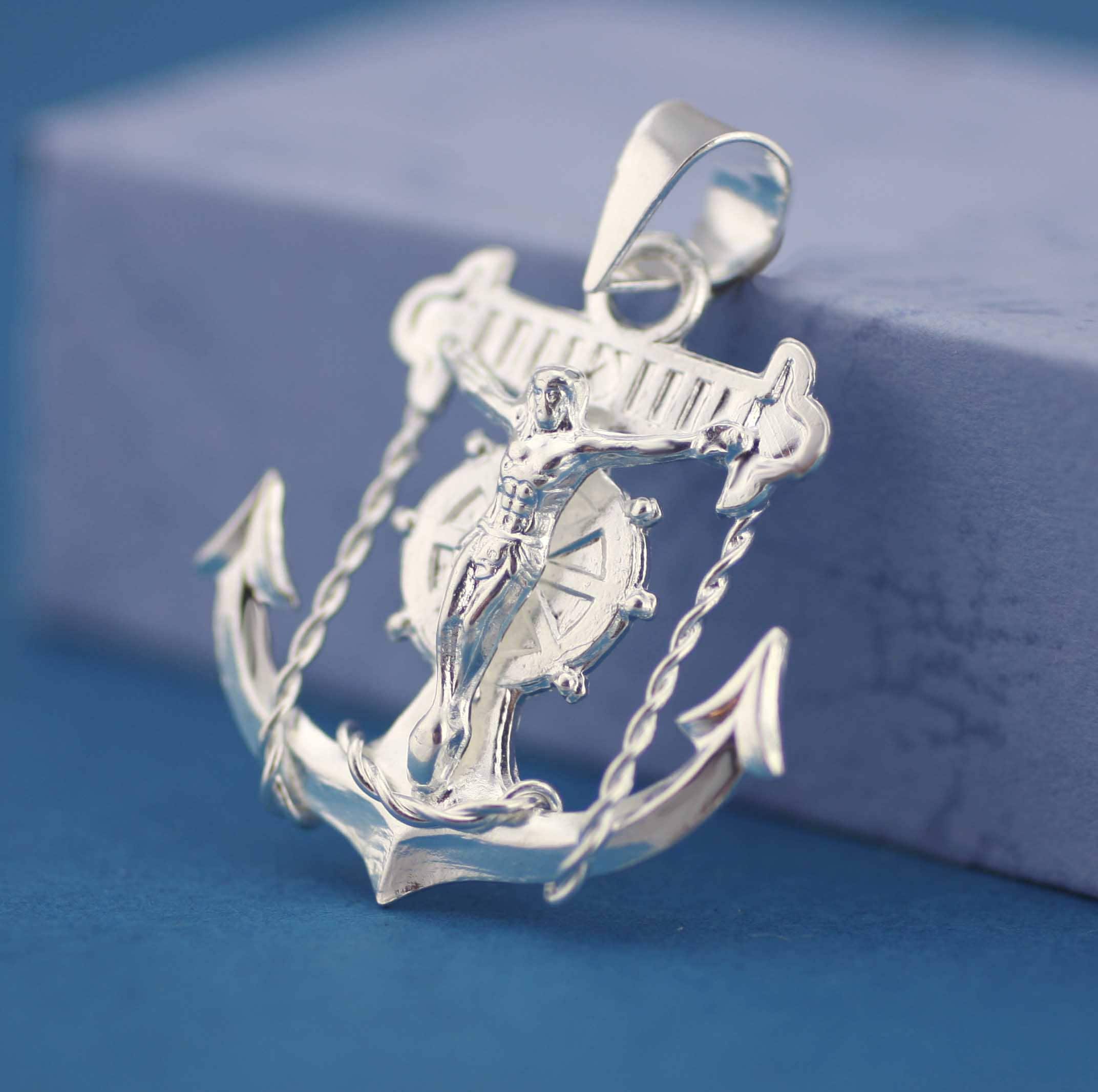 Silver Jesus Christ Anchor Necklace Jesus Christ Necklace | Etsy