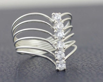 Sterling Silver Long Filigree Ring Silver Long Finger Armour | Etsy