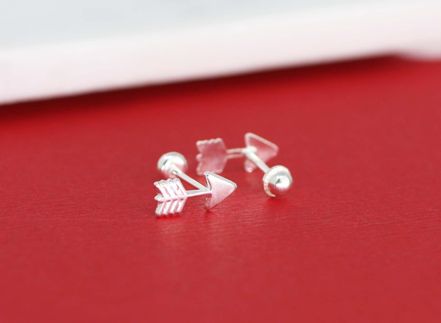 Sterling Silver Arrows Stud Earrings, Silver Arrow Earrings, Arrow Stud ...