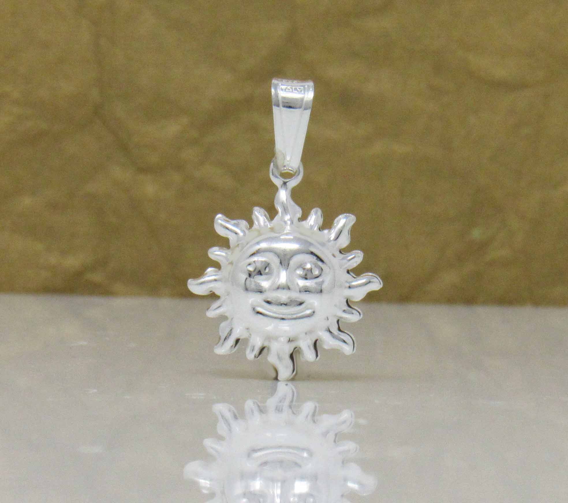 Silver Sun Necklace, Sterling Silver Large Sun Necklace, Sun Pendant ...
