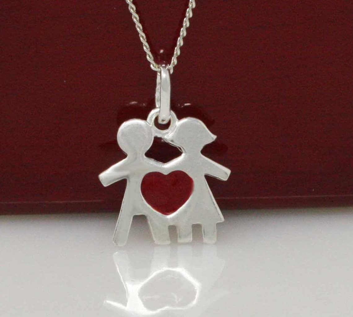 Silver Boy and Girl Necklace Silver Love Necklace - Etsy