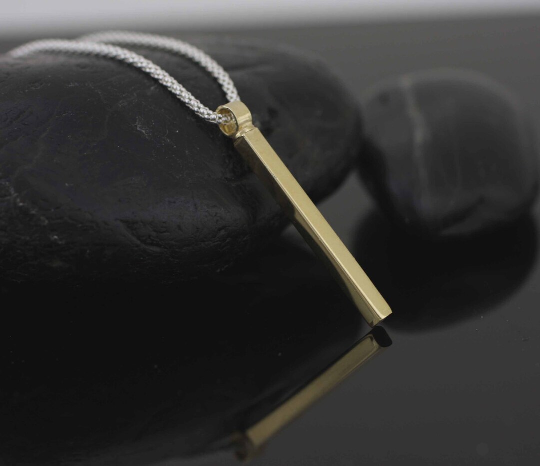 Silver Bar Necklace, Gold Over Silver Bar Necklace, Silver Two Tone Bar ...