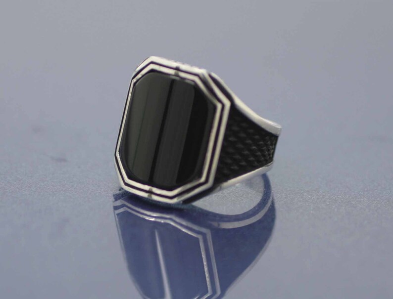 Sterling Silver Onix Mens Ring, Onix Men Ring, Sterling Silver Men Ring ...