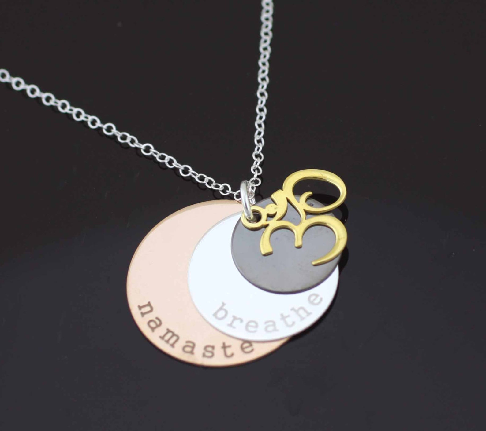 Namaste Necklace Sterling Silver Namaste Necklace Silver Tri - Etsy