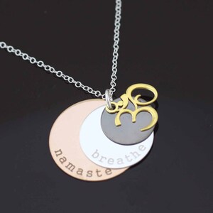 Namaste Necklace, Sterling Silver Namaste Necklace, Silver Tri Tones ...