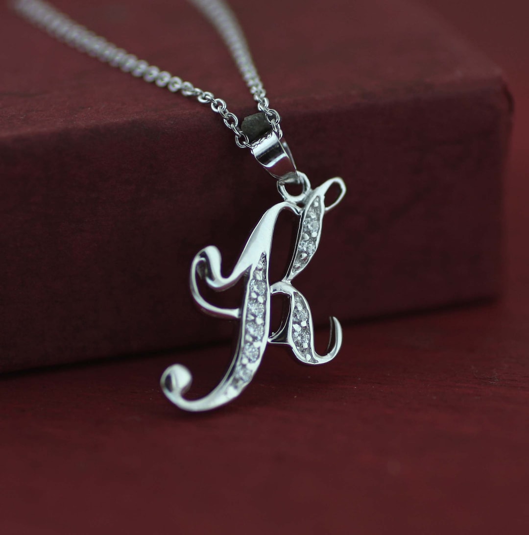 Initial Necklace, Sterling Silver Initial Necklace, Silver Initial ...