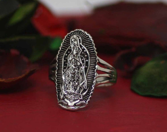 Our Lady Guadalupe Ring Sterling Silver Large Woman Ring | Etsy