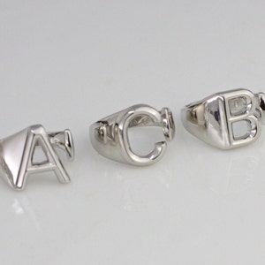 Sterling Silver Initial Ring, Personalized Silver Band Ring, Solid ...