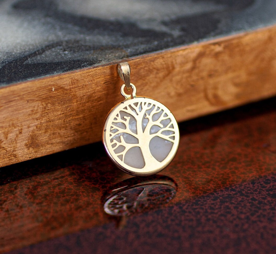 14k Gold Tree of Life Necklace, Tree-of-life Necklace With Mother of ...