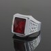 Sterling Silver Red Stone Mens Ring, Square Red Cz Men Ring, Sterling ...