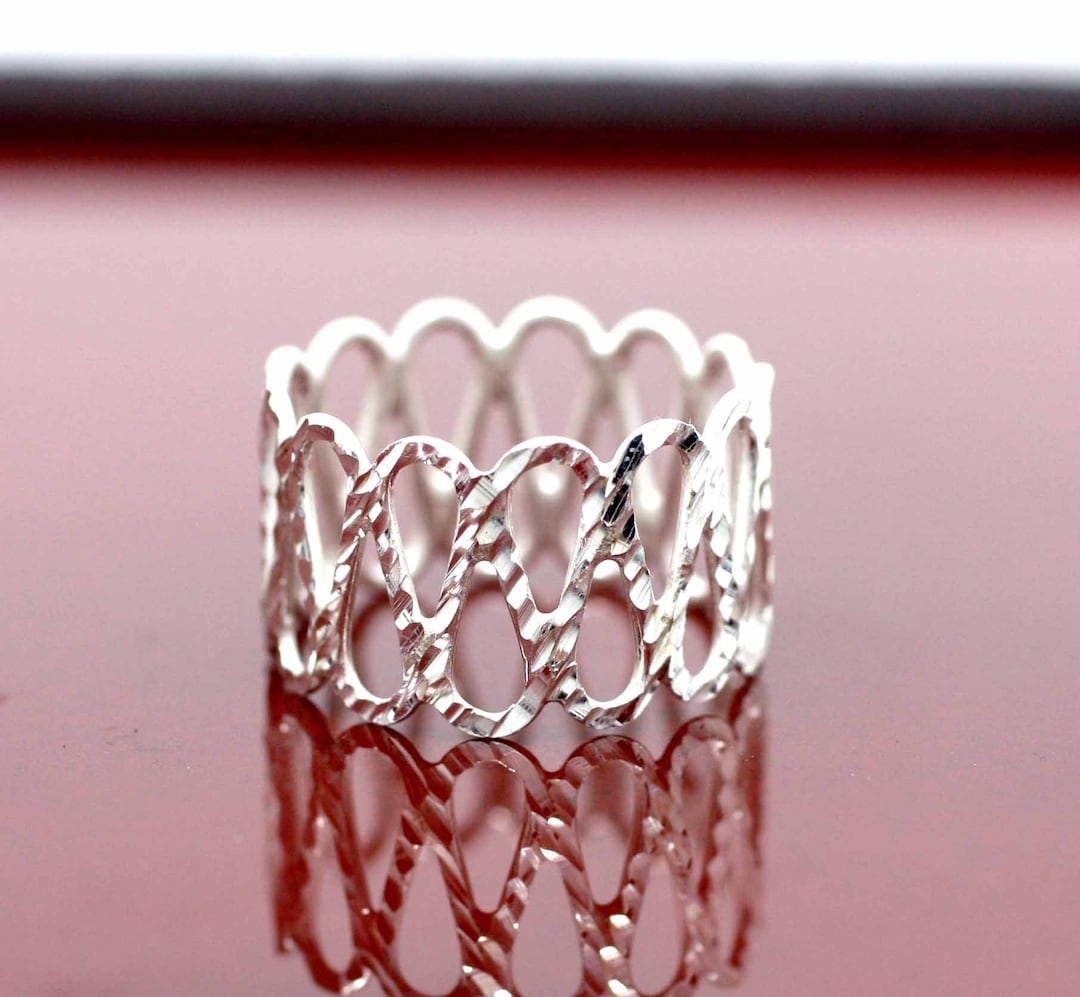 Wide Band Cigar Ring Sterling Silver Wide Band Ring Long - Etsy