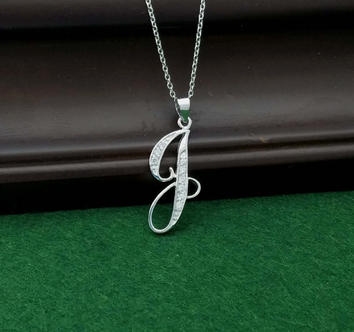 Letter J Necklace, Sterling Silver Initial Necklace, Silver Initial ...