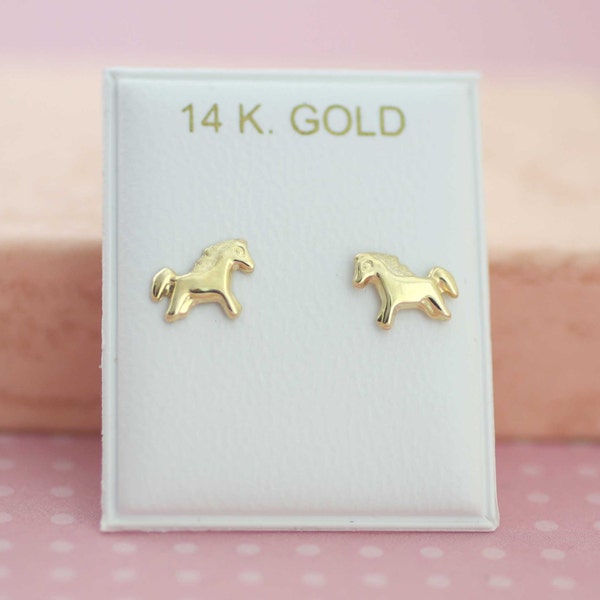 Cute Girl Earrings 14k Gold Etsy
