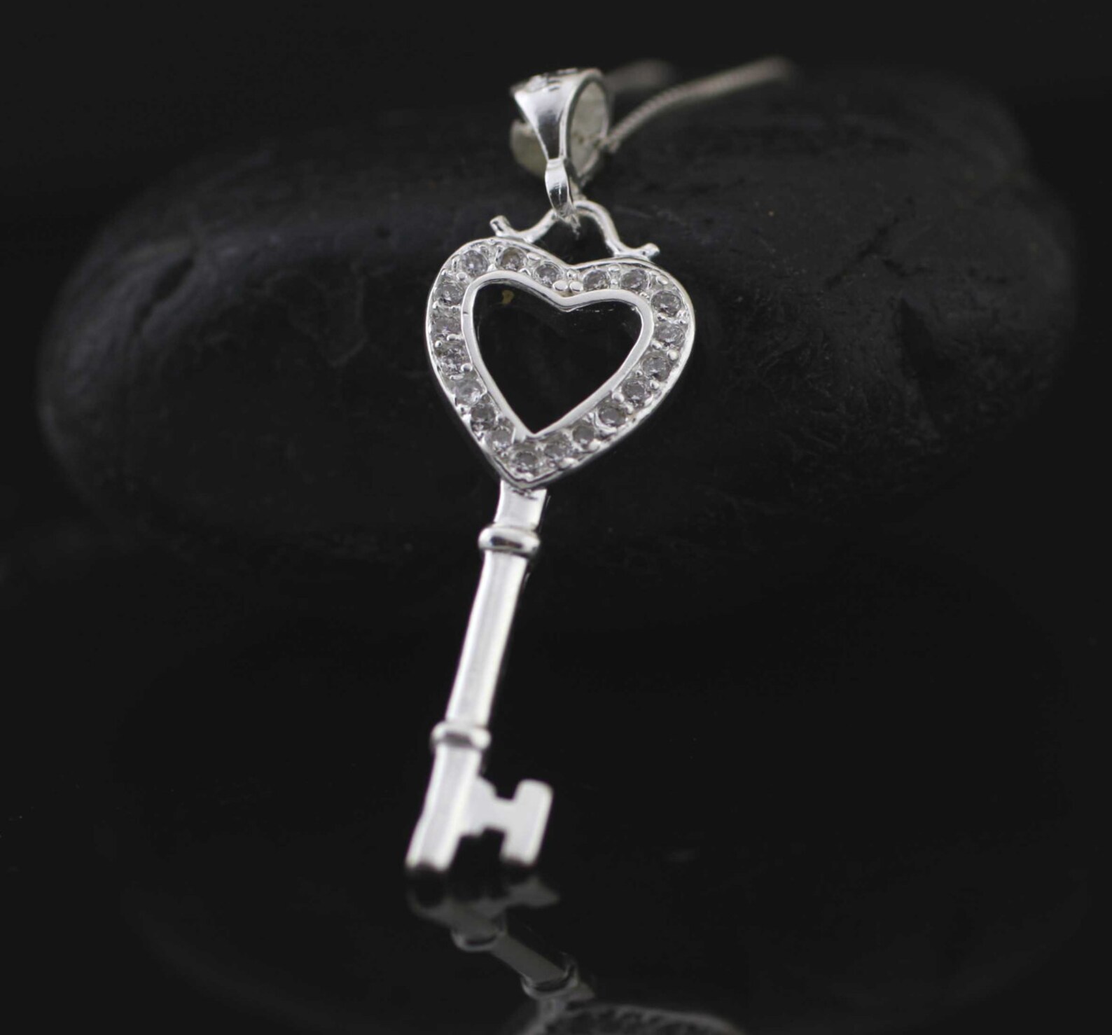 Sterling Silver Key Necklaces Heart Key Necklace Victorian | Etsy