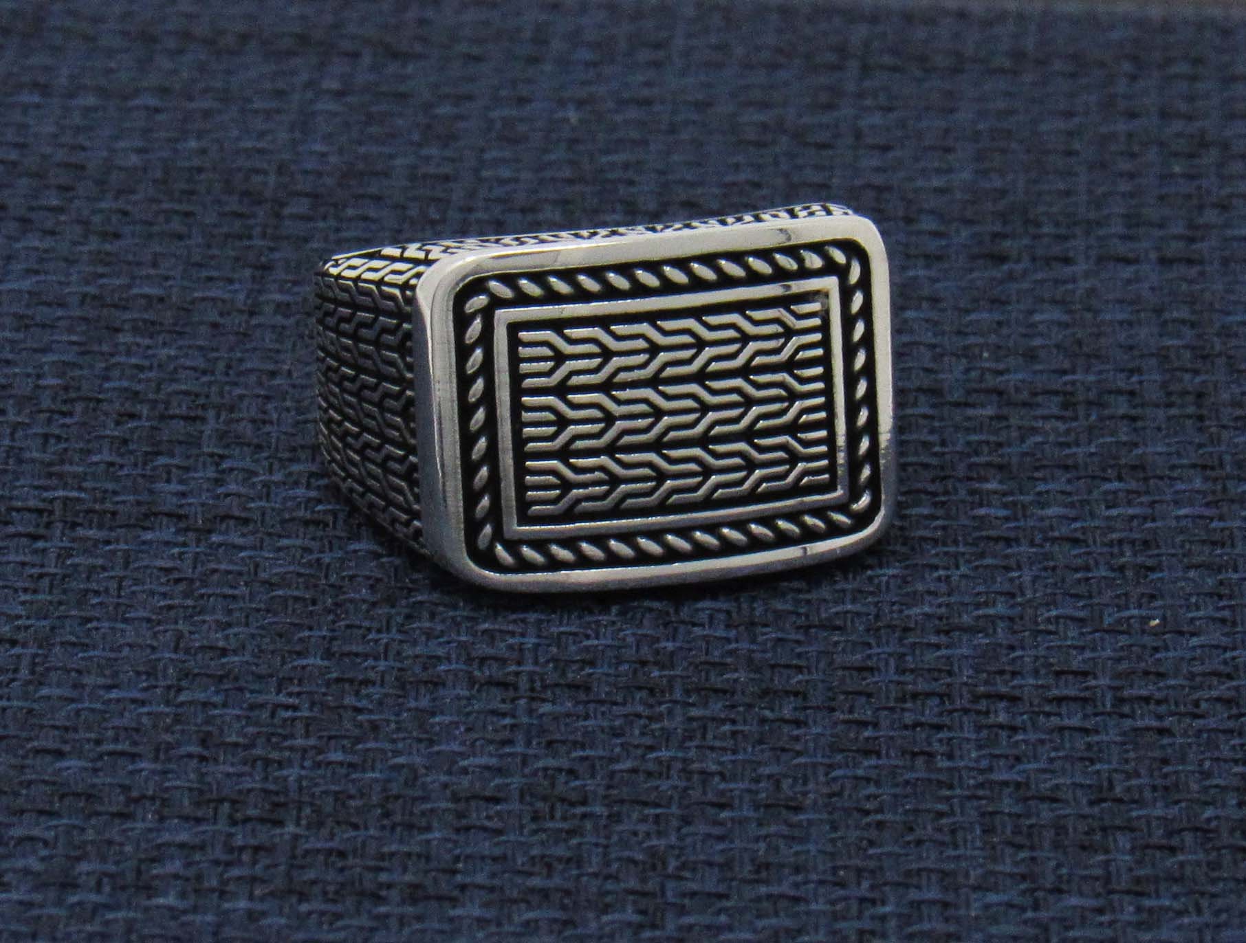 Sterling Silver Rectangular Men Ring Men's 925 Sterling | Etsy