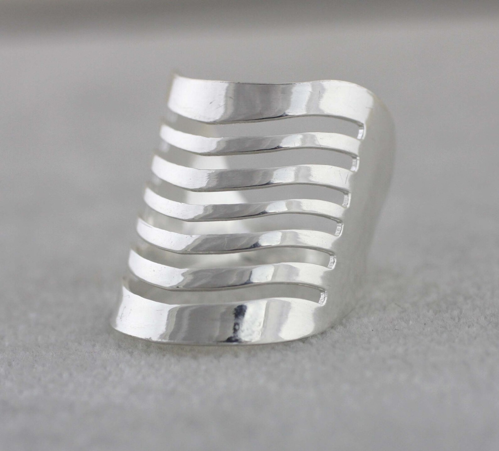 Silver Multi Line Ring, Silver Solid Semanario Ring, Sterling Silver ...