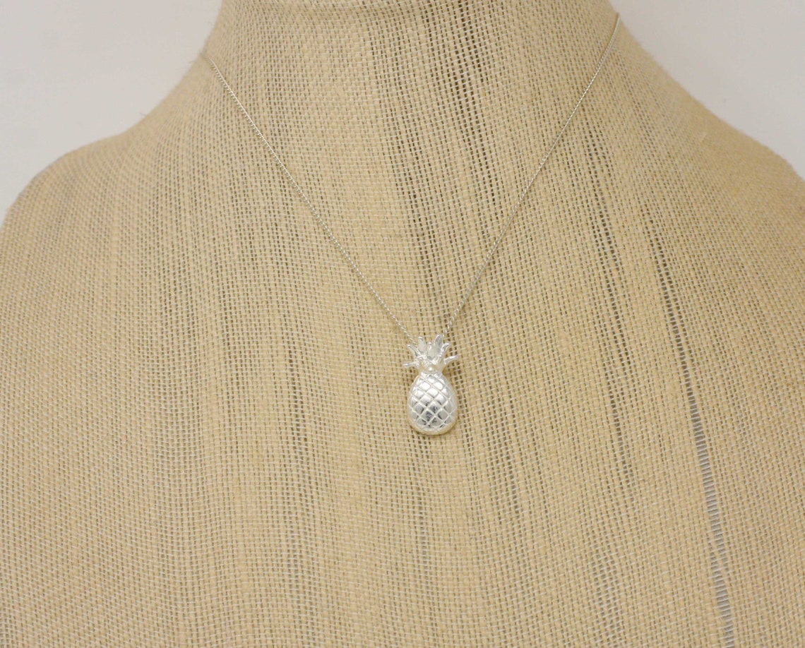 Sterling Silver Pineapple Necklace, Silver Pineapple Jewelry, Silver ...