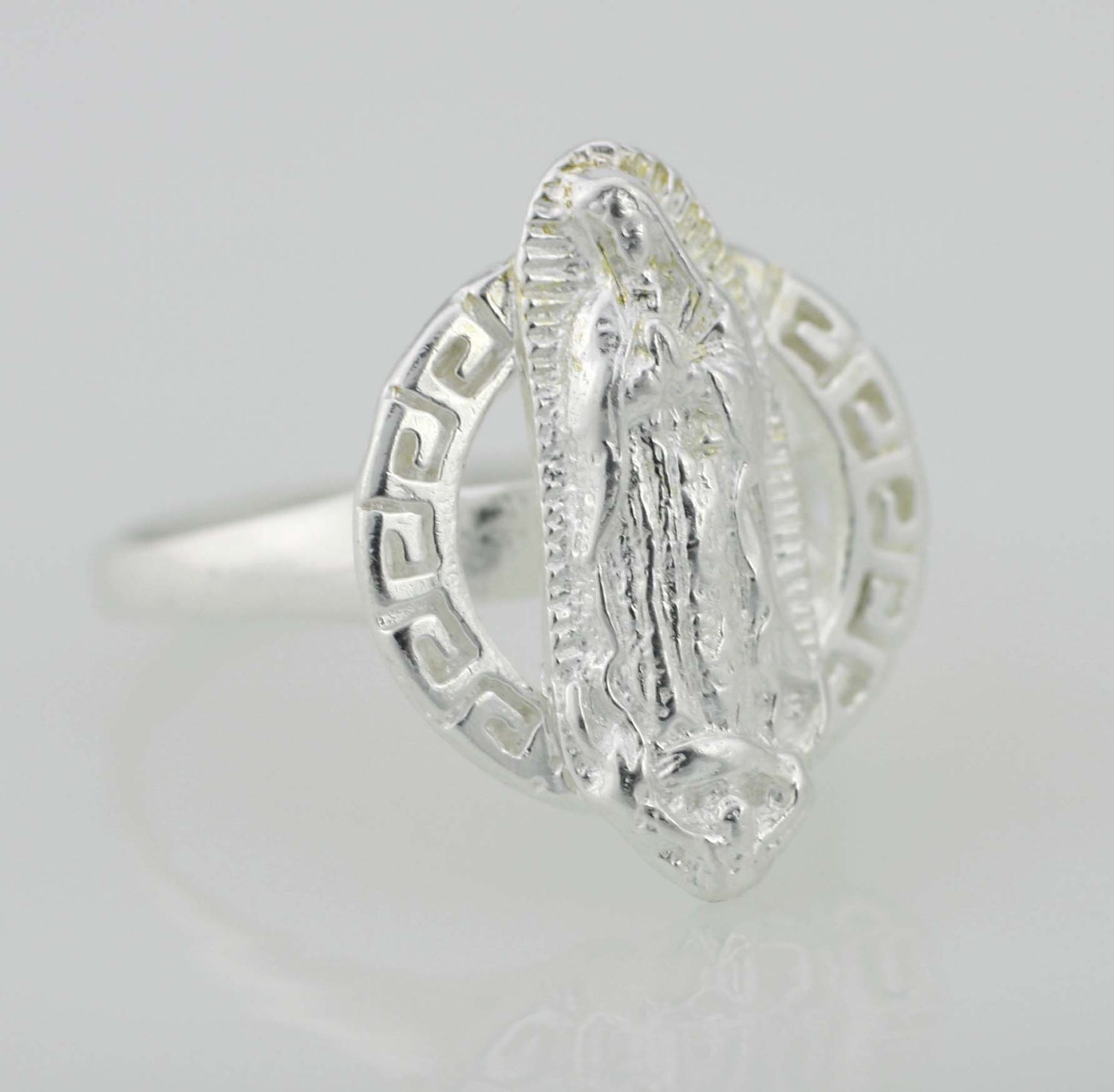 Our Lady Guadalupe Sterling Silver Large Woman Ring, Sterling Silver ...