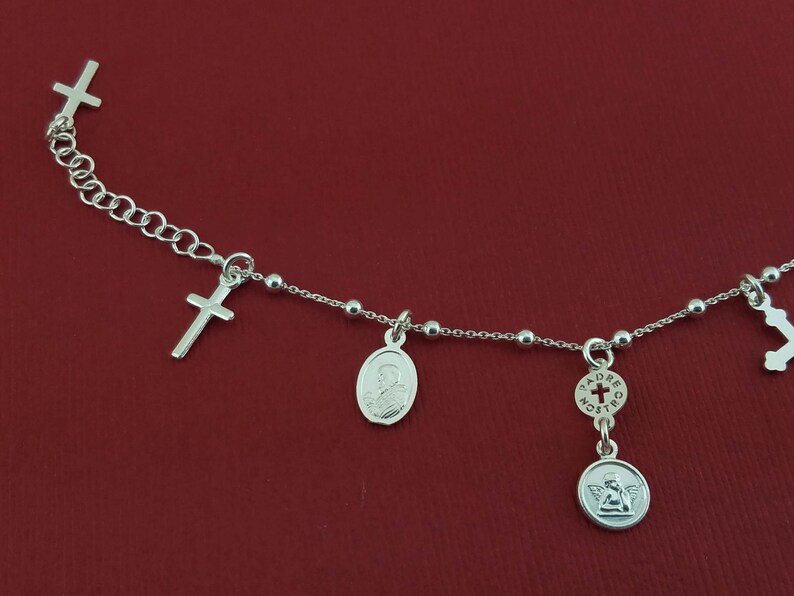 Sterling Silver Christian Charm Bracelet, Catholic Charm Bracelet ...