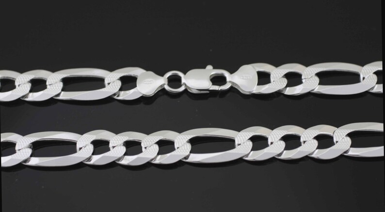 Silver Figaro Chain Sterling Silver Figaro Pave 300 Chain | Etsy