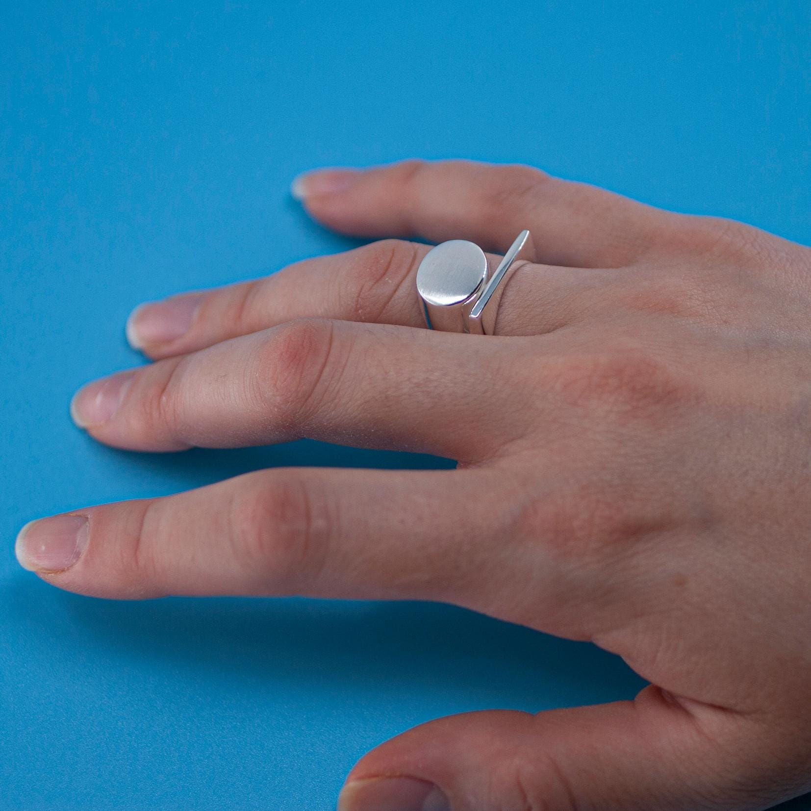 Sterling Silver Open Geometric Ring, Silver Oval Ring, Sterling Silver ...