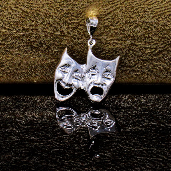 Sterling Silver Theatre Mask Necklace - Etsy