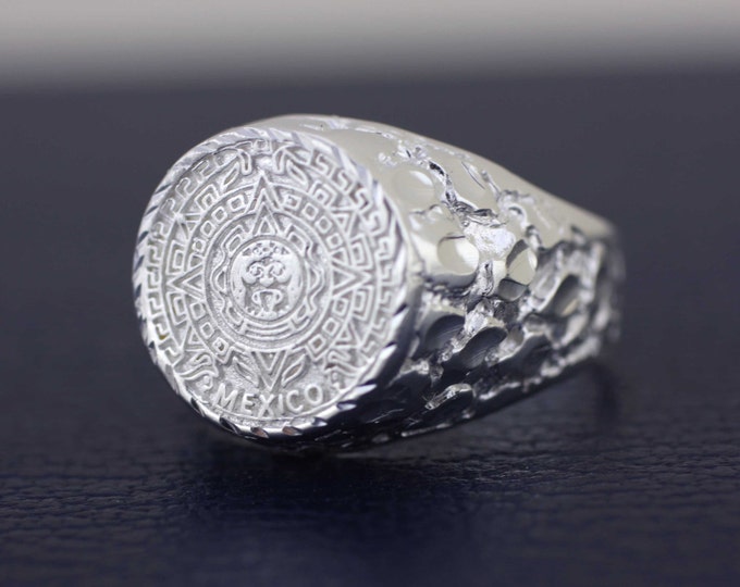 Sterling Silver Aztec Calendar Men Ring Sterling Silver Mayan - Etsy