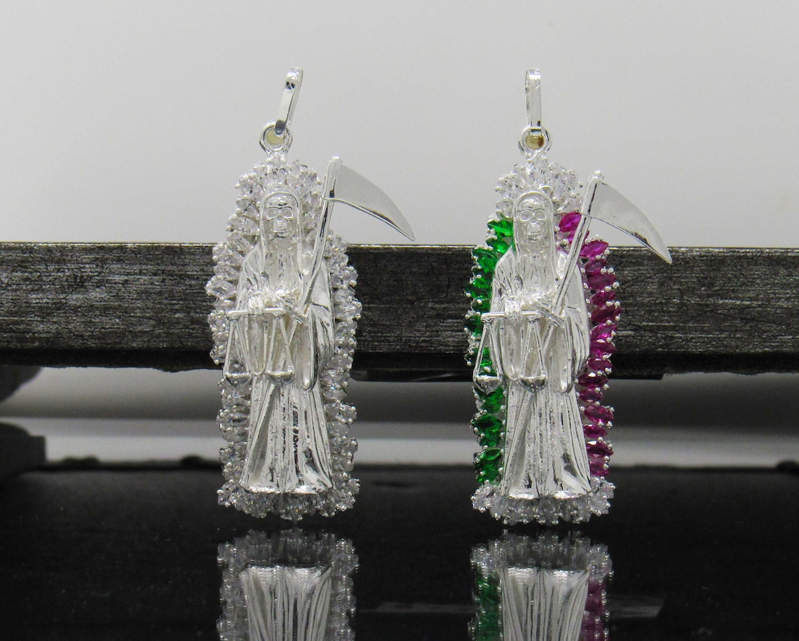 Sterling Silver Grim Reaper Necklace Silver Solid Santa - Etsy